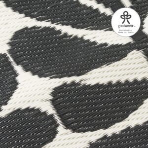 Fab Habitat Outdoor Rug - Waterproof, Fade Resistant, Crease-Free - Premium Recycled Plastic - Tribal, Black & White - Porch, Deck, Balcony, Mudroom, Laundry Room, Patio - Serowe - Black - 3 x 5 ft