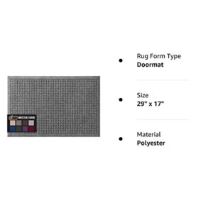 Gorilla Grip Ultra Absorbent Moisture Guard Doormat, Absorbs Up to 1.7 Cups of Water, Stain and Fade Resistant, Spiked Rubber Backing, All Weather Mats Capture Dirt, Indoor Outdoor, 29x17, Grey