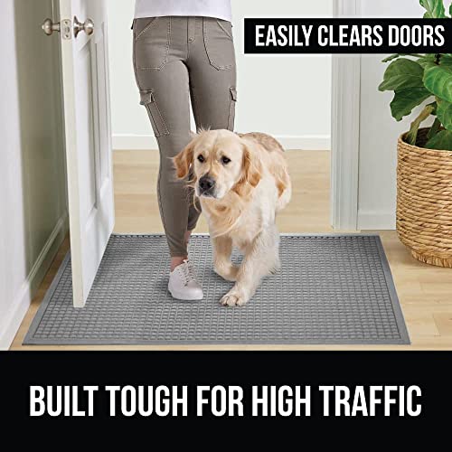 Gorilla Grip Ultra Absorbent Moisture Guard Doormat, Absorbs Up to 1.7 Cups of Water, Stain and Fade Resistant, Spiked Rubber Backing, All Weather Mats Capture Dirt, Indoor Outdoor, 29x17, Grey