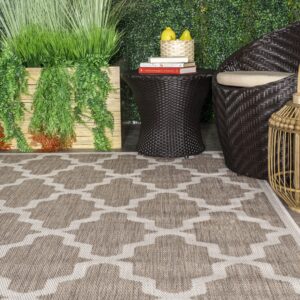 nuLOOM Gina Lattice Indoor/Outdoor Accent Rug, 2' x 3', Taupe, Rectangular, 0.1" Thick