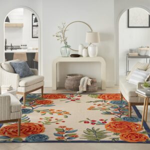 Nourison Aloha Indoor-Outdoor Modern Multicolor 3'6" x 5'6" Area Rug, Easy Cleaning, Non Shedding, Bed Room, Living Room, Dining Room, Kitchen (4x6)