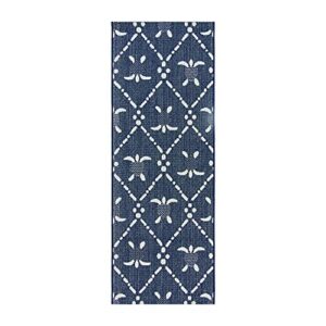 gertmenian reyn spooner kona coast fresco hawaiian tropical rugs | washable, stain & uv resistant indoor outdoor area rug | teal blue ivory cream, royal hanu sea turtle, 2x6 runner, 46662