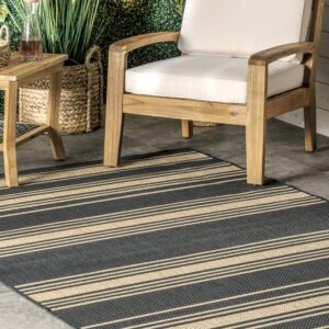 nuLOOMLauren Liess Romy Striped Indoor/Outdoor Area Rug, 8' x 10', Charcoal