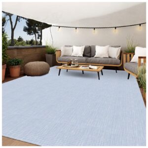 reversible outdoor rugs 8'x10' waterproof rv camping mat with 4 corner loops stakes for patio, large carpet all weather floor mats plastic deck balcony picnic rug indoor area rug outside decor