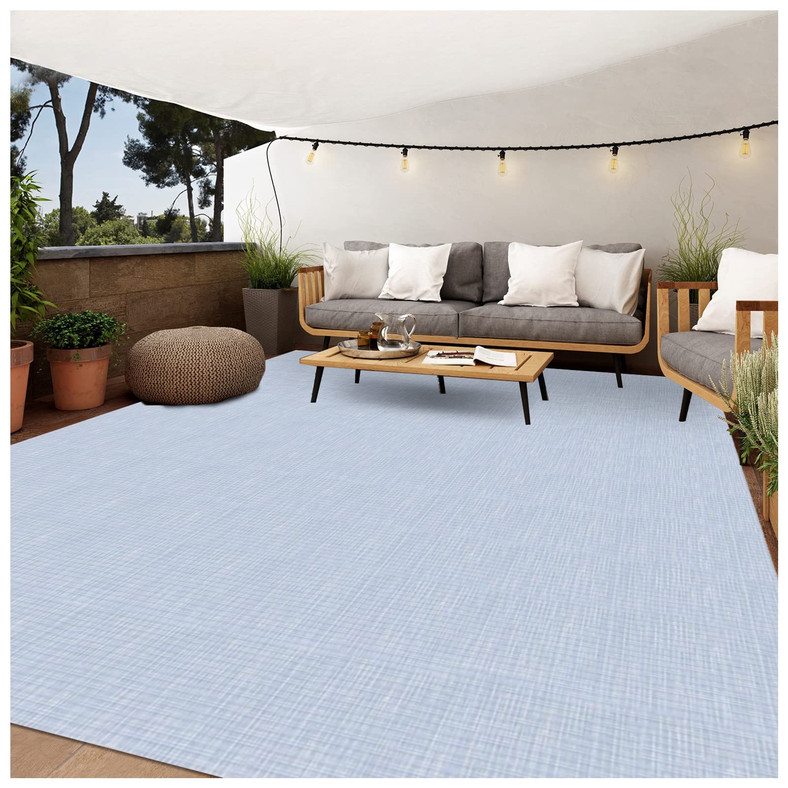 Reversible Outdoor Rugs 8'x10' Waterproof RV Camping Mat with 4 Corner Loops Stakes for Patio, Large Carpet All Weather Floor Mats Plastic Deck Balcony Picnic Rug Indoor Area Rug Outside Decor