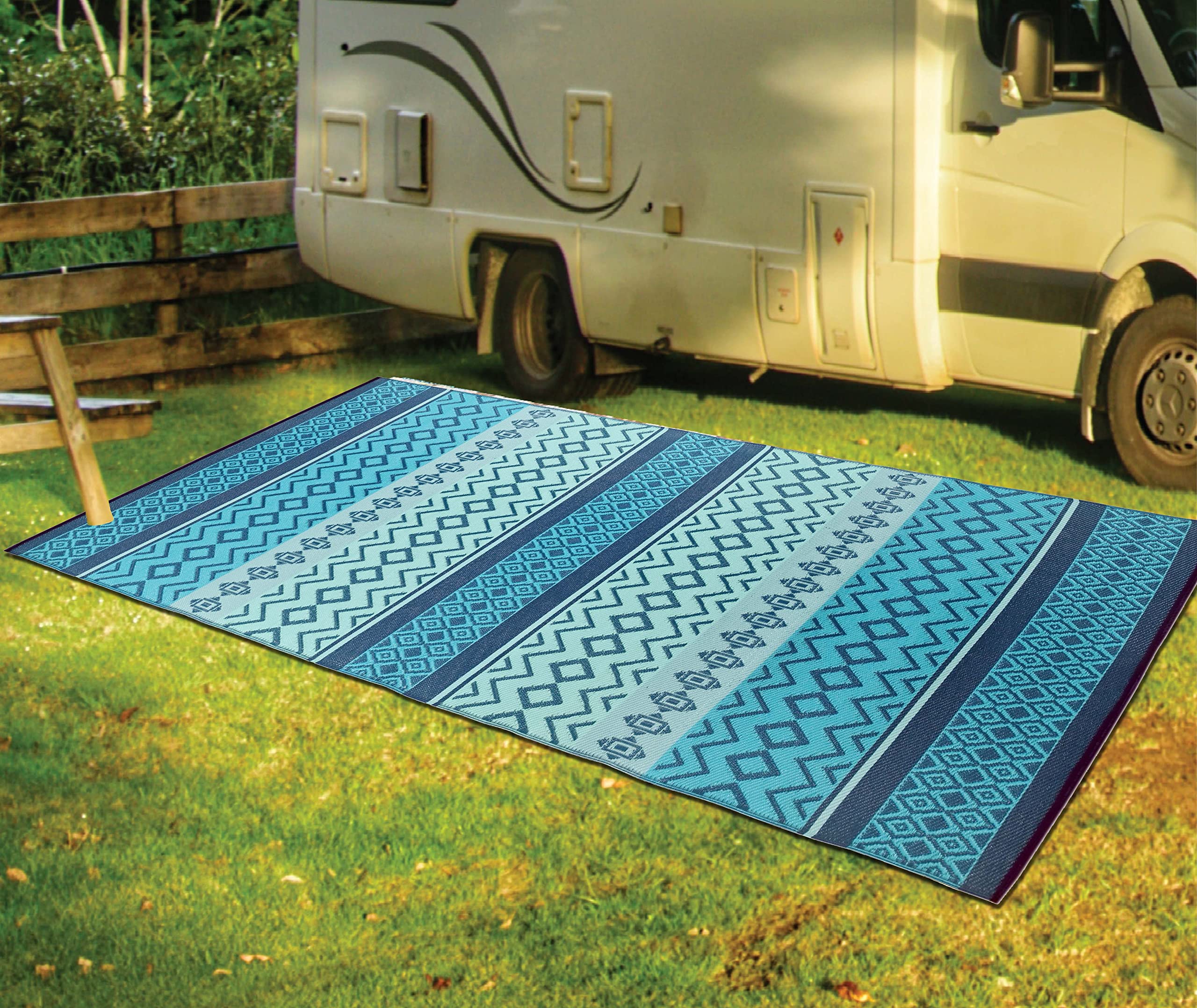 Erbanica Fiesta Premium Quick Dry Reversible Indoor/Outdoor Plastic Rug for RV, Camping, Beach, Picnic, Patio, Pool Side, 4 ft x 6 ft