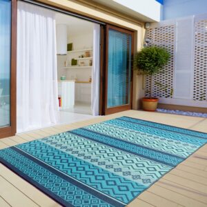 Erbanica Fiesta Premium Quick Dry Reversible Indoor/Outdoor Plastic Rug for RV, Camping, Beach, Picnic, Patio, Pool Side, 4 ft x 6 ft