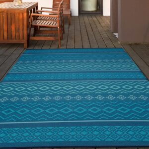 Erbanica Fiesta Premium Quick Dry Reversible Indoor/Outdoor Plastic Rug for RV, Camping, Beach, Picnic, Patio, Pool Side, 4 ft x 6 ft