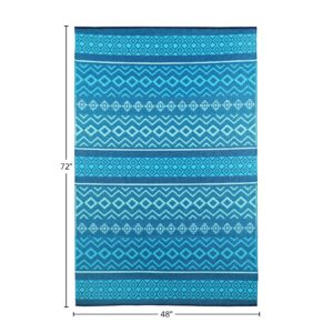 Erbanica Fiesta Premium Quick Dry Reversible Indoor/Outdoor Plastic Rug for RV, Camping, Beach, Picnic, Patio, Pool Side, 4 ft x 6 ft