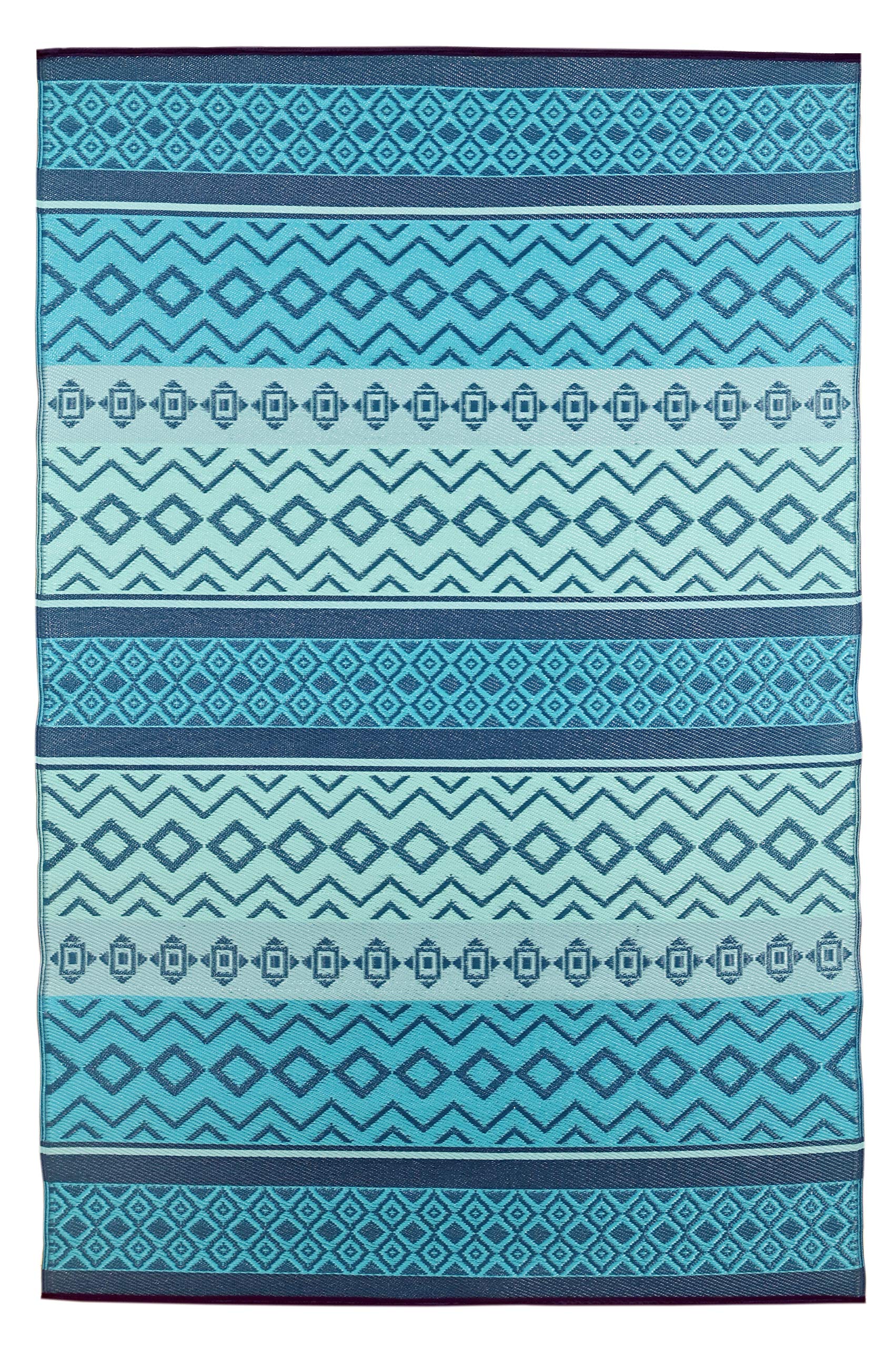 Erbanica Fiesta Premium Quick Dry Reversible Indoor/Outdoor Plastic Rug for RV, Camping, Beach, Picnic, Patio, Pool Side, 4 ft x 6 ft