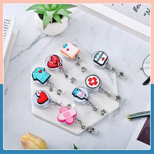 8 Pack Nurse Badge Reels, Medical Badge Reels Retractable Cute Nursing ID Badge Reels Funny Badge Reels for Nurses Doctor Medical Health Hospital Office Worker Gifts