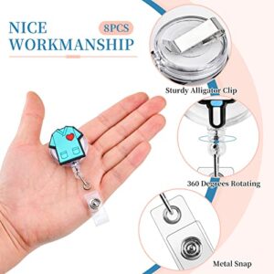 8 Pack Nurse Badge Reels, Medical Badge Reels Retractable Cute Nursing ID Badge Reels Funny Badge Reels for Nurses Doctor Medical Health Hospital Office Worker Gifts