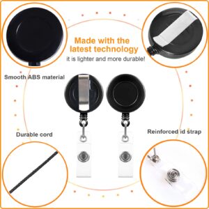 100 Pack Retractable Badge Reel Clips with 100 Pack Vertical ID Card Holders Retractable Badge Holders with Clip ID Badge Clips with Name Card Holder for Nurses Office School,Black