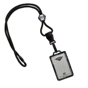 specialist id detachable lanyard and identity stronghold 2-card rfid blocking badge holder - 2 sided/blocks 13.56mhz signal - double sided - secure cac piv twic card holder (black)