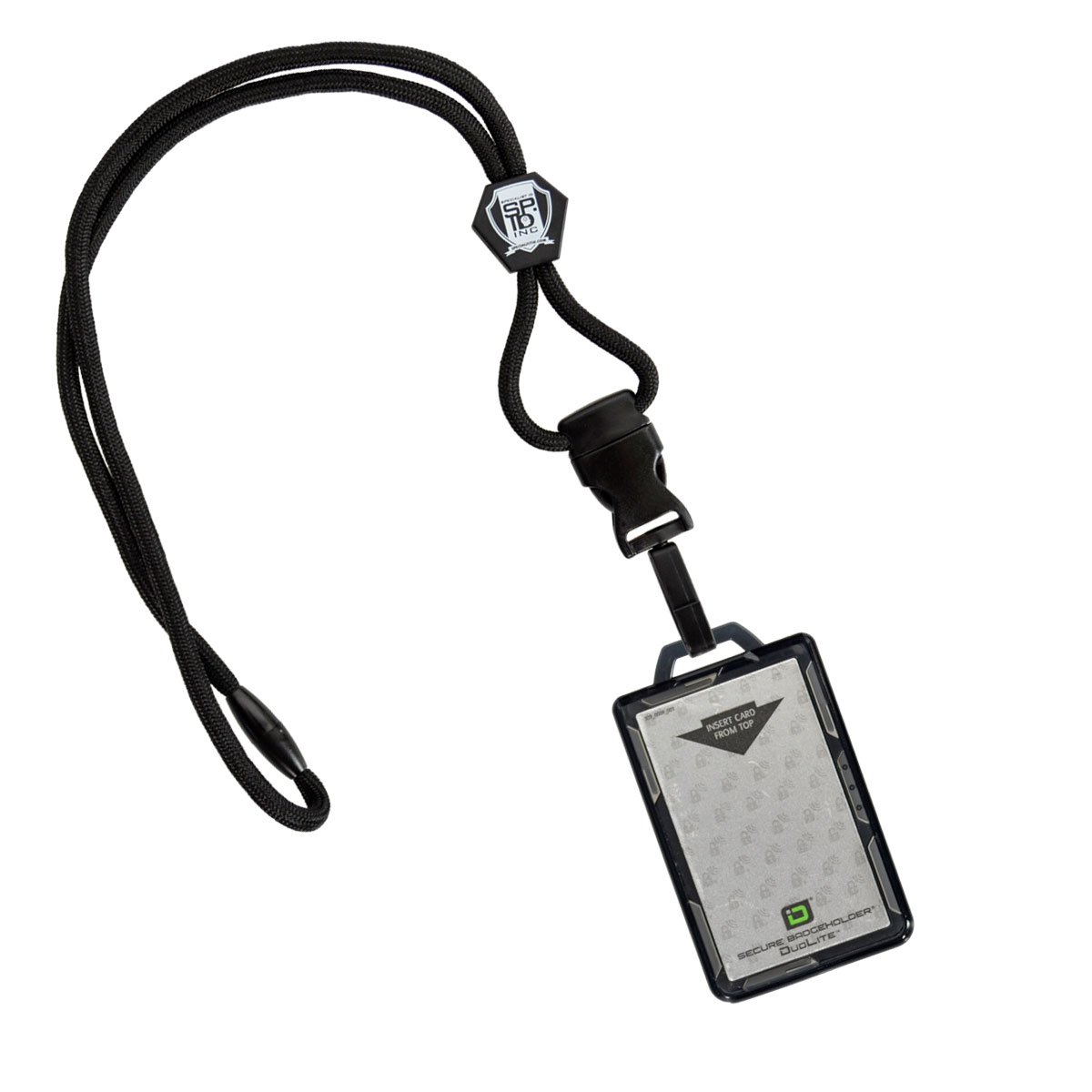 Specialist ID Detachable Lanyard and Identity Stronghold 2-Card RFID Blocking Badge Holder - 2 Sided/Blocks 13.56MHz Signal - Double Sided - Secure CAC PIV TWIC Card Holder (Black)