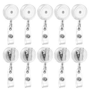 50 pack badge reels retractable with swivel alligator clip retractable badge holder reels for students, teachers, office workers (translucent clear)