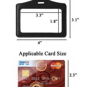 Larpur Pack of 2 ID Badge Holders, Horizontal Leather Card Case with Clear ID Window, Black - Double Sided Clear, Work Badge Holder for Office, Hospital, Exhibition, School