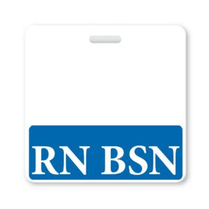 rn bsn badge buddy - horizontal - heavy duty spill proof & tear resistant cards - 2 sided - quick role identifier id buddy for bsn registered nurses - usa printed by specialist id (1 single, blue)