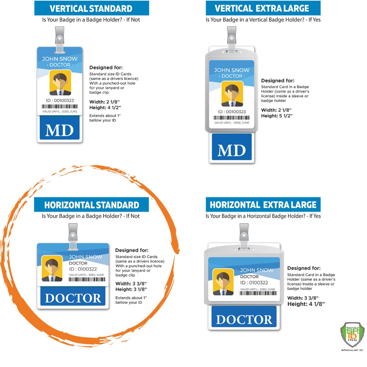 RN BSN Badge Buddy - Horizontal - Heavy Duty Spill Proof & Tear Resistant Cards - 2 Sided - Quick Role Identifier ID Buddy for BSN Registered Nurses - USA Printed by Specialist ID (1 Single, Blue)