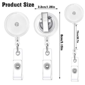 30 Pieces Badge Reels Retractable with Swivel Alligator Clip, Badge Holder Badge Reel Clips(Translucent Clear)