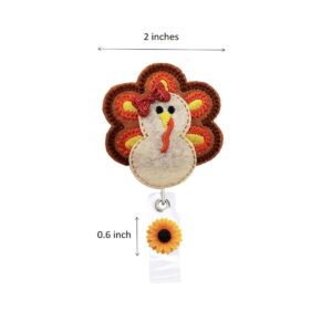 Thanksgiving Turkey Retractable Name Card Badge Holder Reel with Alligator Clip, 24 inches Thick Pull Cord