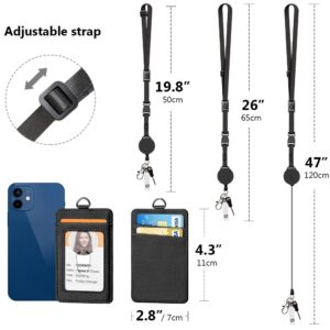 Leather Badge Holder and Adjustable Retractable Lanyards, Quick Release Buckle and Safety Breakaway Lanyards with Swivel Metal Clasp for Offices, Staff, Students, Employees