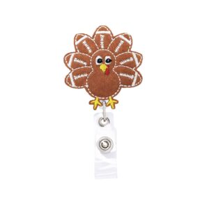 thanksgiving football turkey retractable badge reel, with swivel alligator clip, gifts for nurse appreciation teacher appreciation