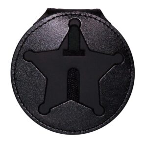 perfect fit shield wallets florida sheriff five-point star badge holder (black, cutout pf185, 2.7 inches tall)