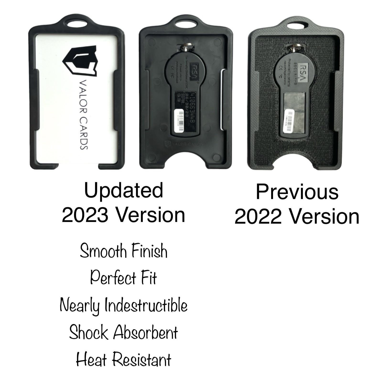 Valor Cards Newest 2023 Model RSA Token and ID Badge Holder - Smooth Finish and Nearly Indestructible (Onyx Black)