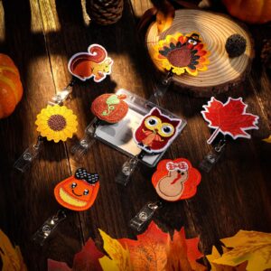 Tinlade 24 Pcs Thanksgiving Badge Reel Retractable Thanksgiving Pumpkin Badge Holders Cute Nurse Badge Reel Holiday Badge Holder with Swivel Clip ID Holder for Nurses, Doctor, Student Teacher Office