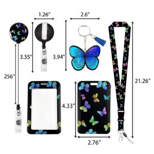 ID Badge Holder with Lanyard Retractable Badge Reel Clip Lanyards for ID Badges Butterfly Color Lanyards for ID Badges Lanyards for Women Butterfly Acrylic Keychain Teacher Lanyards Nurse Badge