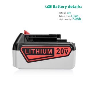 FirstPower 7.0Ah 20V Lithium Battery Replace for Black and Decker 20V Li-ion Batteries LBXR20 LB20 LBX20 LBXR2020-OPE LBXR20B-2 LB2X4020 Compatible with Black and Decker 20V Cordless Tools