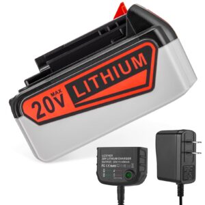 orhfs 7.0ah 20v lithium battery compatible with black+decker 20volt max lbxr20 lb20 lbx20 lbxr2020 lbx4020 lb2x4020-ope lbxr20-ope cordless power tools with 20v battery rapid charger