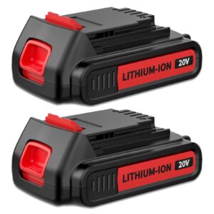 junwood 2pack 3800mah replacement for black and decker 20v battery lithium max compatible with lb20 lbx20 lst220 lbxr2020-ope lbxr20b-2 lb2x4020