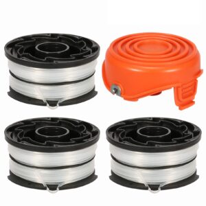 thten df-065 string trimmer spools compatible with black and decker gh710 gh700 gh750 rc-065, df-065-bkp weed eater refills line 36ft 0.065" auto-feed dual line edger+ rc-065-p spool cover cap 3+1