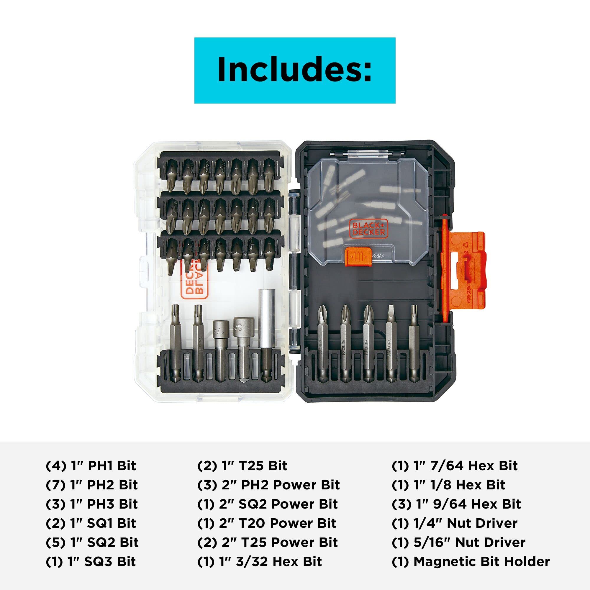 BLACK+DECKER BLACK + DECKER Screwdriver Bit Set, 40-Piece (BDAST40SETFF)