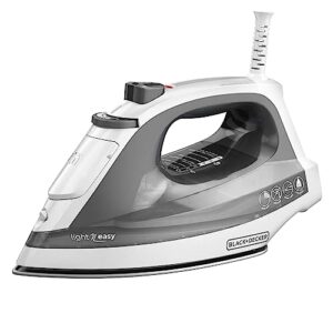 black+decker light ‘n easy compact steam iron, ir1020s, stainless steel soleplate, spray mist, anti-drip, auto shutoff