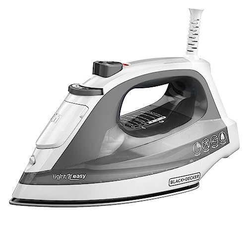 BLACK+DECKER Light ‘N Easy Compact Steam Iron, IR1020S, Stainless Steel Soleplate, Spray Mist, Anti-Drip, Auto Shutoff