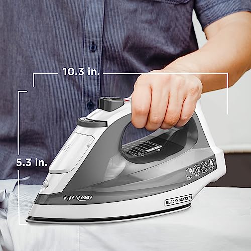 BLACK+DECKER Light ‘N Easy Compact Steam Iron, IR1020S, Stainless Steel Soleplate, Spray Mist, Anti-Drip, Auto Shutoff