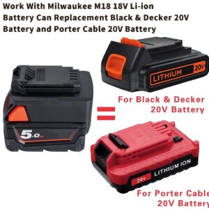 for Milwaukee M18 18V Battery Adapter Convert to for Black & Decker 20V LBXR20 LB20 LBX20, Porter Cable 20V PCC685L PCC682L Power Tools