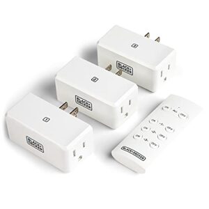 black+decker wireless remote-control outlet, pack of 3 outlets, 1 remote - premium light switches