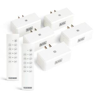 black+decker wireless remote-control outlet, pack of 5 outlets, 2 remotes - premium light switches