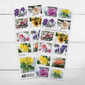 snowy beauty (booklet of 20) forever postage stamps, self-adhesive, garden, wedding, love, celebration, holiday, winter, flower, 2022 scott #5727-5736