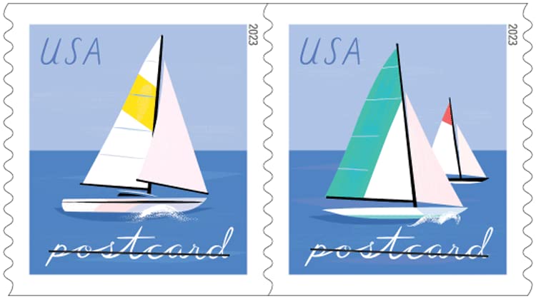 Sailboats Postcard Stamps (1 Sheet (20 Stamps))