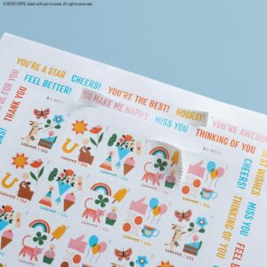 Thinking of You (Sheet of 20) Postage Forever Stamp US First Class Letter Card Flower Stickers Birthday Anniversary Wedding Celebrate 2023 Scott #5803-5807