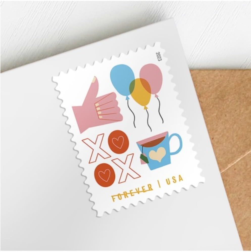 Thinking of You (Sheet of 20) Postage Forever Stamp US First Class Letter Card Flower Stickers Birthday Anniversary Wedding Celebrate 2023 Scott #5803-5807