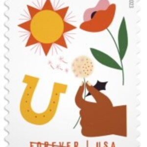 Thinking of You (Sheet of 20) Postage Forever Stamp US First Class Letter Card Flower Stickers Birthday Anniversary Wedding Celebrate 2023 Scott #5803-5807