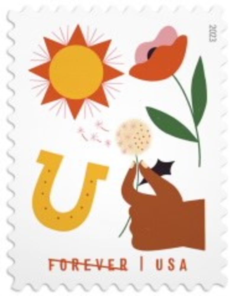 Thinking of You (Sheet of 20) Postage Forever Stamp US First Class Letter Card Flower Stickers Birthday Anniversary Wedding Celebrate 2023 Scott #5803-5807