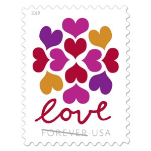 usps hearts blossom love forever stamps - wedding, celebration, graduation (1 sheet of 20 stamps) 2019