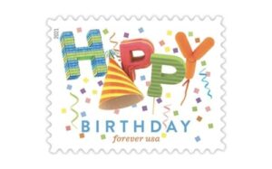 usps 2021 happy birthday forever first class postage stamps,celebration, invitations, weddings, birthdays, anniversary, holiday, engagement, new job, retirement, parties (1 sheet, 20 stamps)